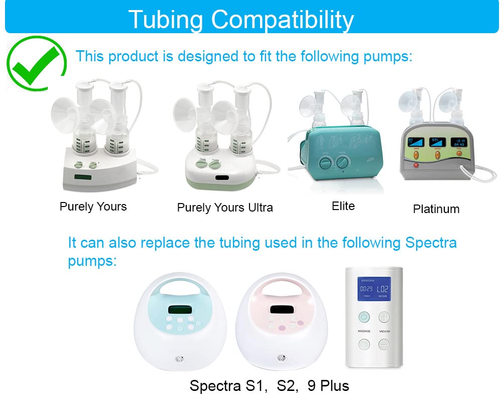 Maymom Replacement Tubing for Ameda Purely Yours, MYA Joy, Joy Plus Breast Pump; Also Suitable for Spectra S1, Spectra S2, Spectra 9 Pumps; Retail Pack, 2 Tubes/Pack