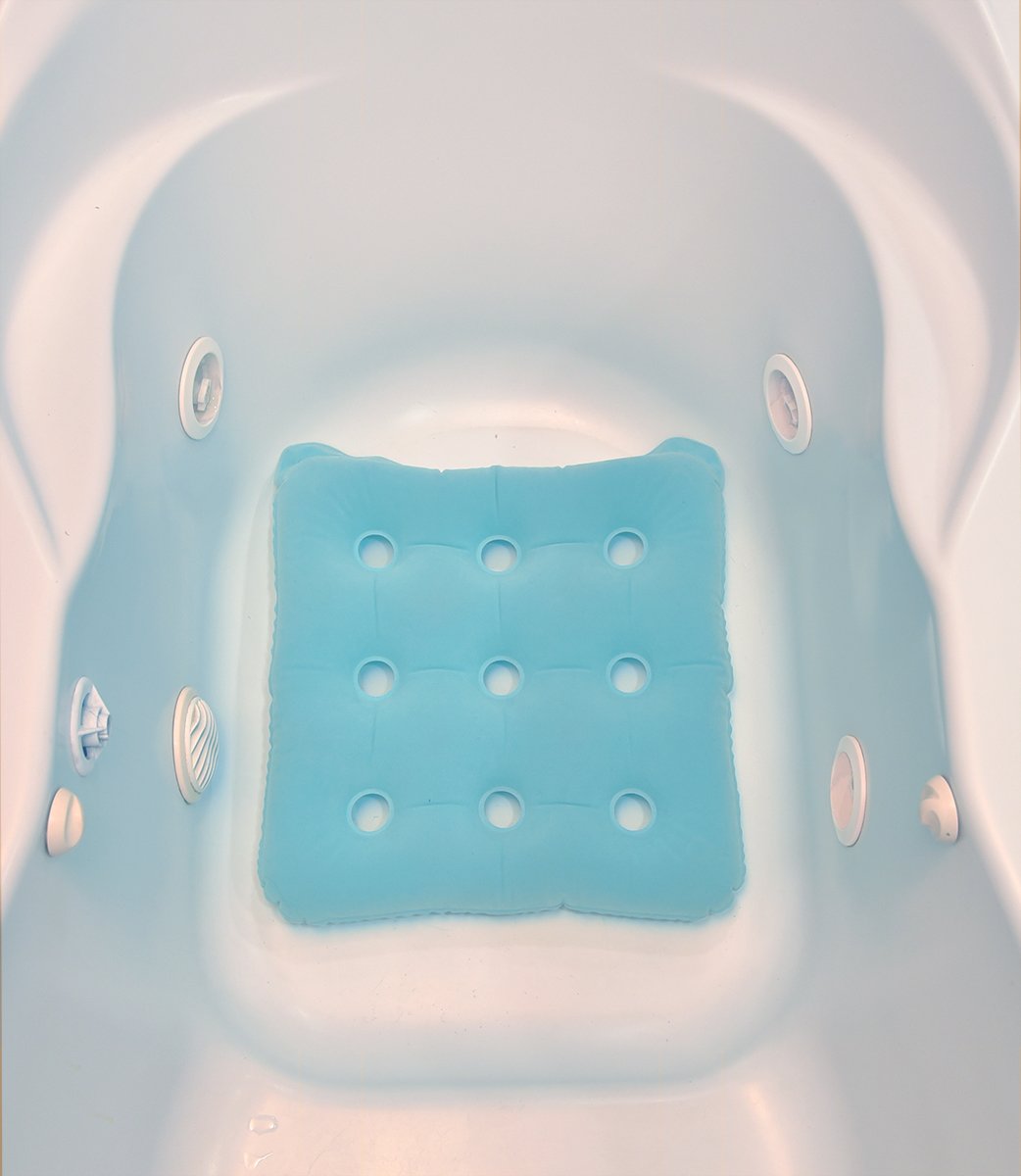 ObboMed HB-1502N New and Handy air Valve Foldable Portable, Inflatable Pressure Relieving Bath SPA Cushion W/ 4 Suction Cups for Bath Tube, Size 15 x 15.7 x 3” (38L x 40W x 7.5H cm)