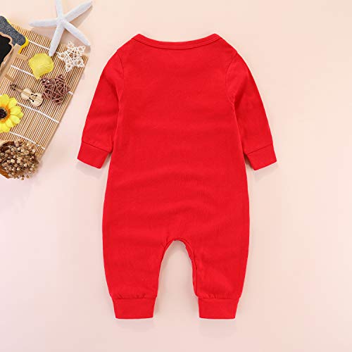 AMMENGBEI My First New Year Toddler Infant Baby Bodysuit Outfit Long Sleeve Romper Footless Pajamas (6-12 Months, A)