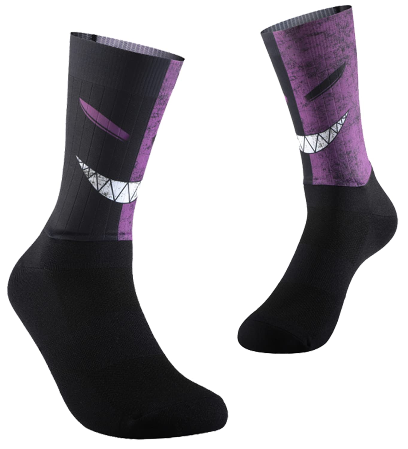 Aero Cycling Socks, Road Mtb Performance Socks, Breathable Crew Bike Socks, Firm Compression Fit, Men & Women (Purple)
