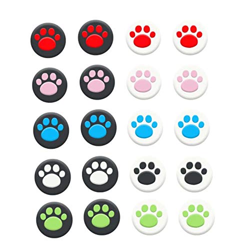 Cat Paw Thumb Stick Grip Cap Joystick Cover for Sony PS5 PS4 PS3 Slim PS2 Xbox 360 Xbox One Series X S Elite Switch Pro Thumbstick (White Pink)