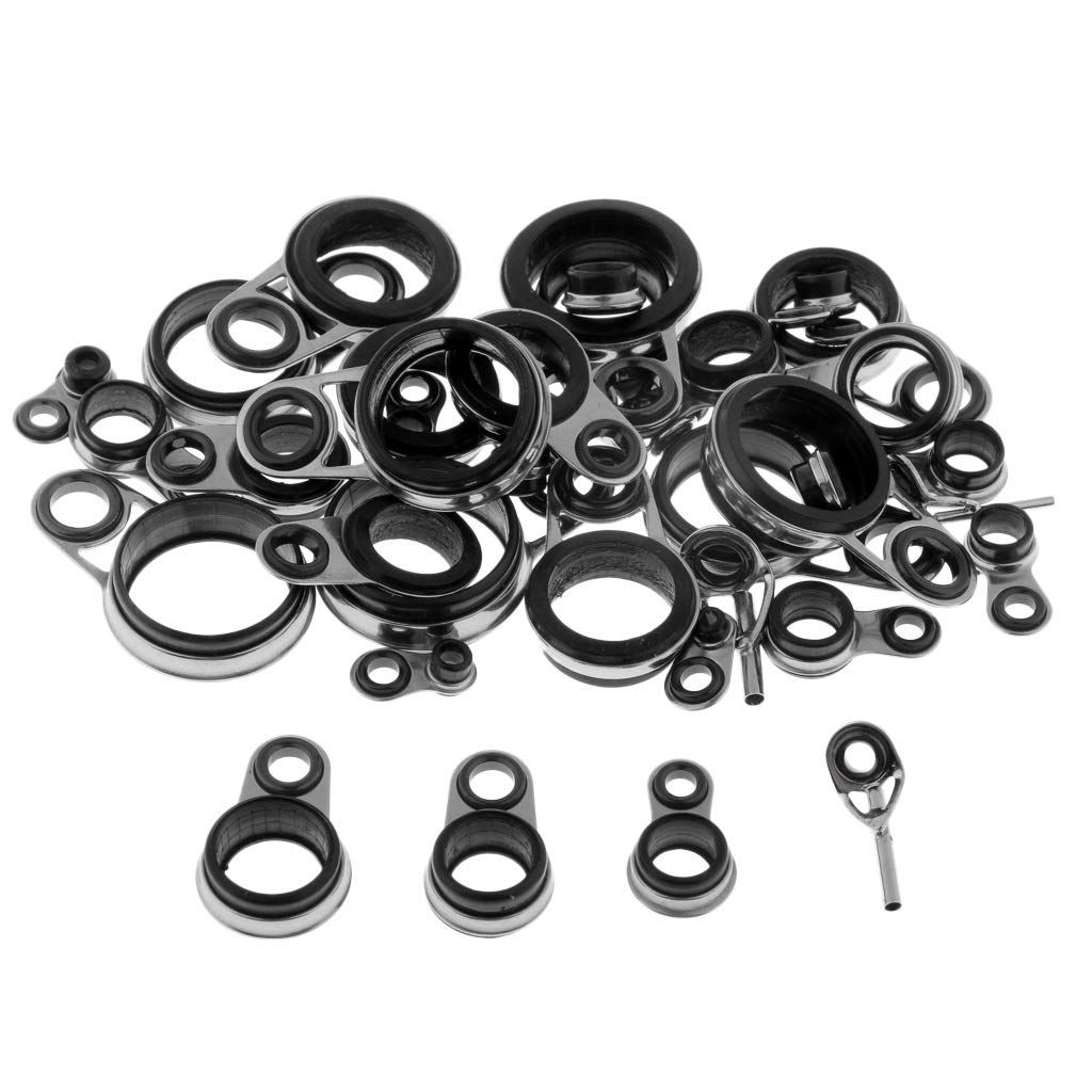 AFANGMQ 37Pcs Telescopic Fishing Rod Guides Top Ring Set Rod Repair Kit Mixed Sizes