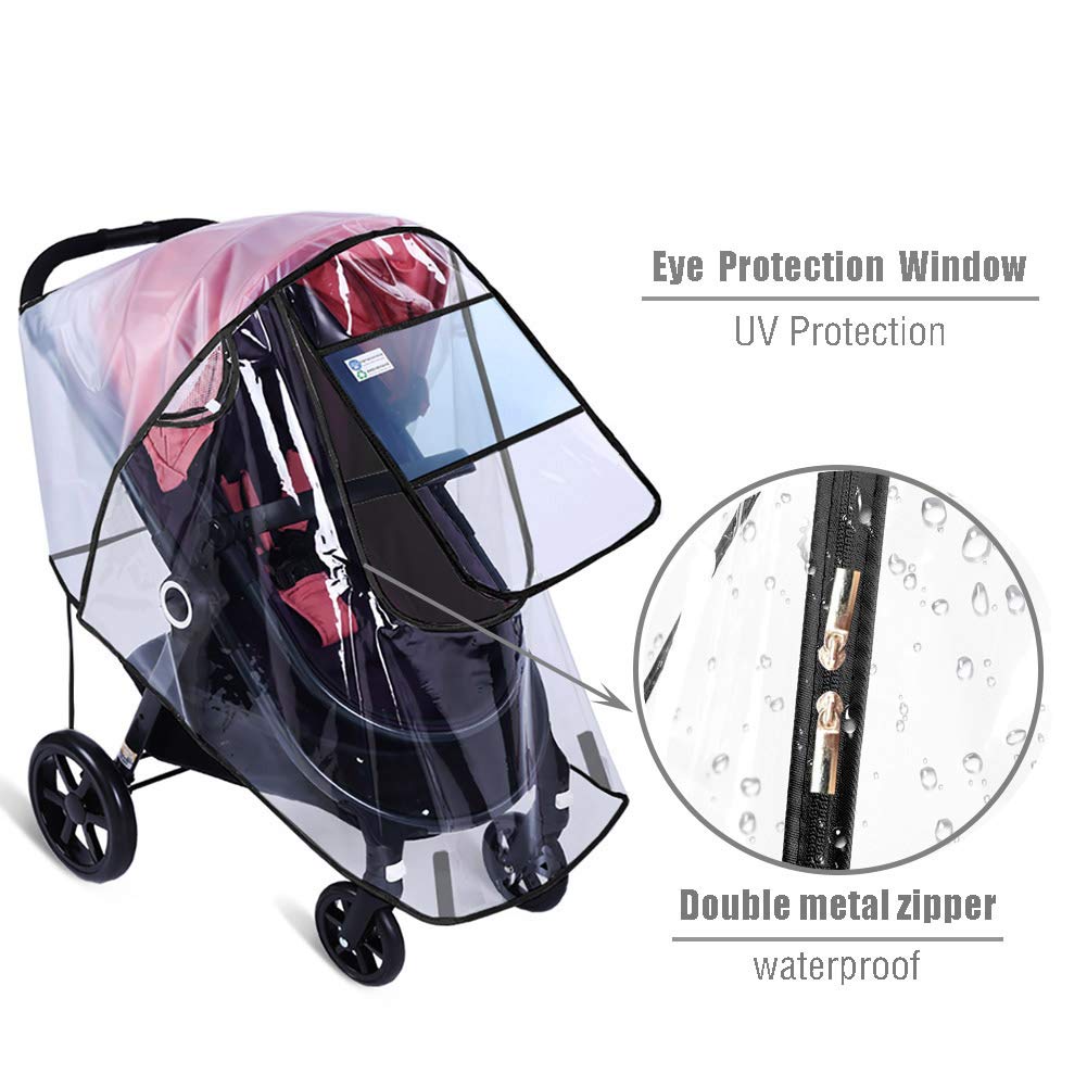 Stroller Rain Cover by Hombae, Universal Baby Stroller Weather Shield, Waterproof Stroller Cover, Travel Umbrella Stroller Wind Dust Shield, Stroller Cover for Rain, Food Grade EVA, Eye Protect