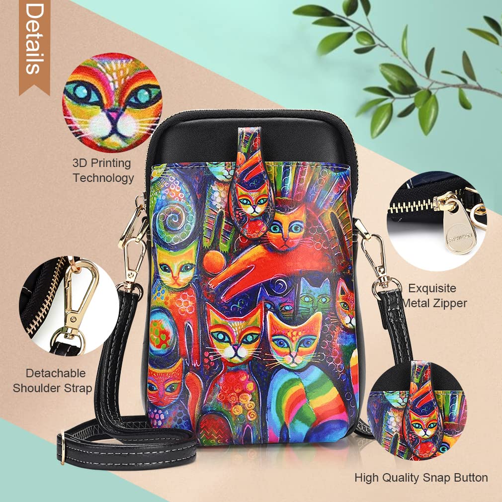 APHISON Small Crossbody Phone Bag For Women Small Cellphone Shoulder Bags Microfiber Leather Wallet Purse