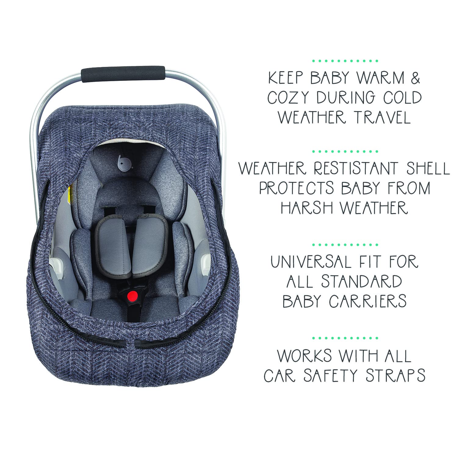 The Peanutshell Car Seat Cover, Winter Carseat Canopy, Grey Herringbone