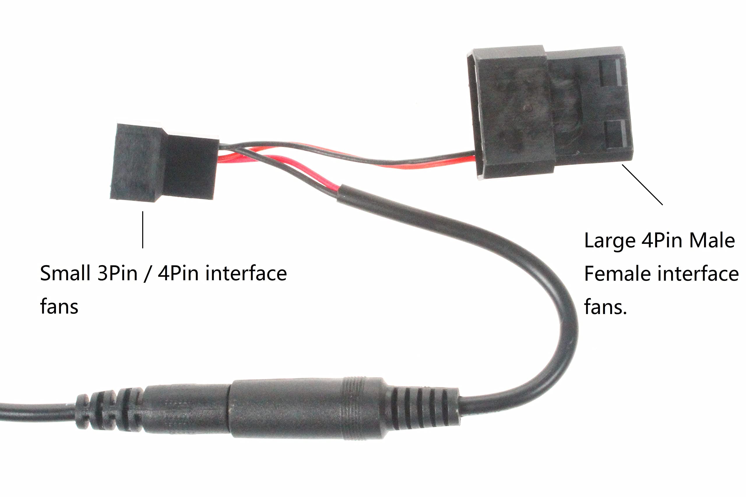 NOYITO DC 12V 2A Fan Power Adapter Fan External Power Supply Suitable for D-Port 3-Pin 4-Pin Male Female Connector Cooling Fans