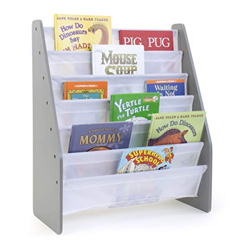 Humble Crew Kids Super Sized Bookshelf 6 Tier Book Rack Organizer, Grey/White & Grey/White Toy Organizer, 9 Bin Storage, 24" Tall