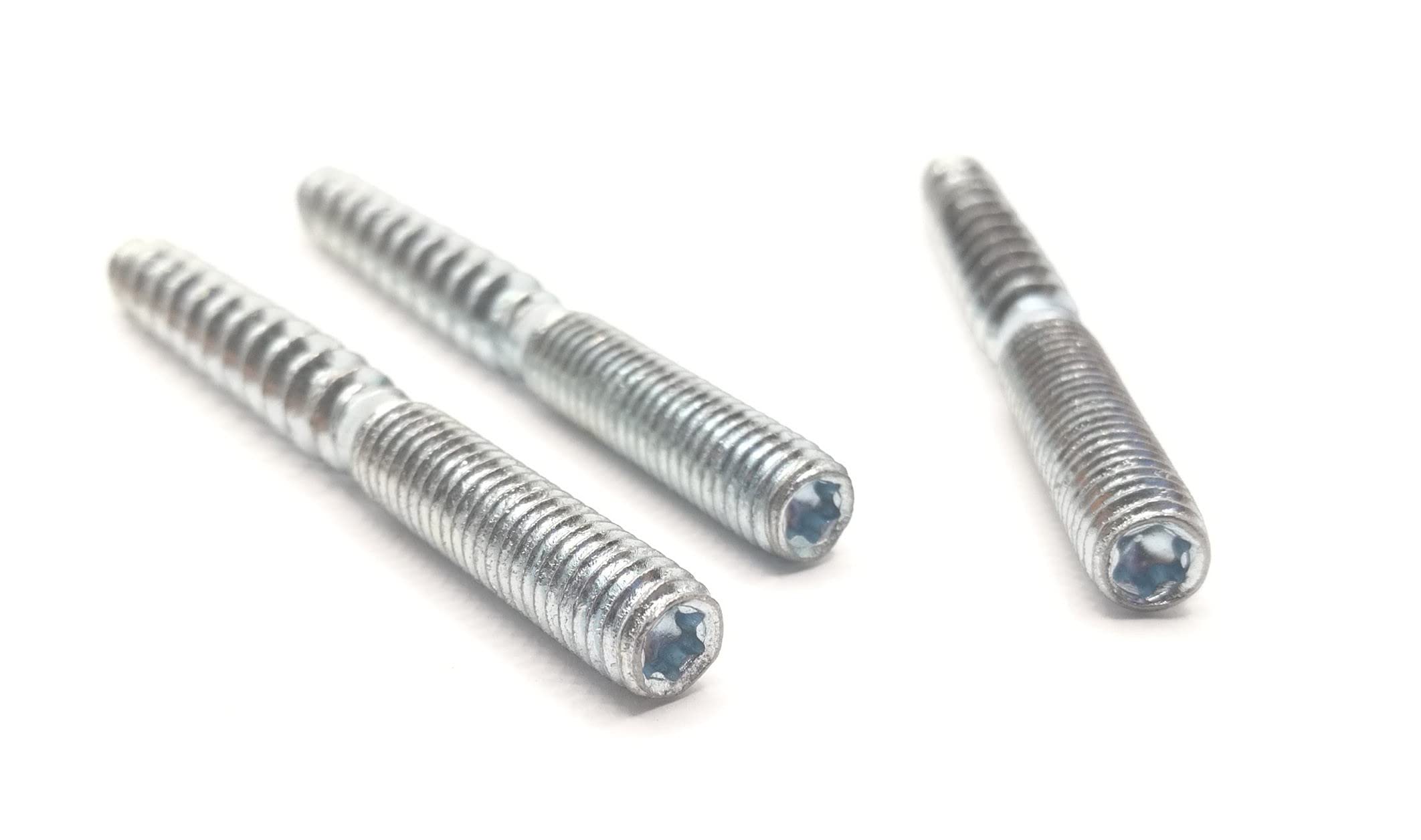Haozheng Hanger Bolt M6x60 Silvery Double Headed Bolt Self-Tapping Screw for Furniture 8Pcs