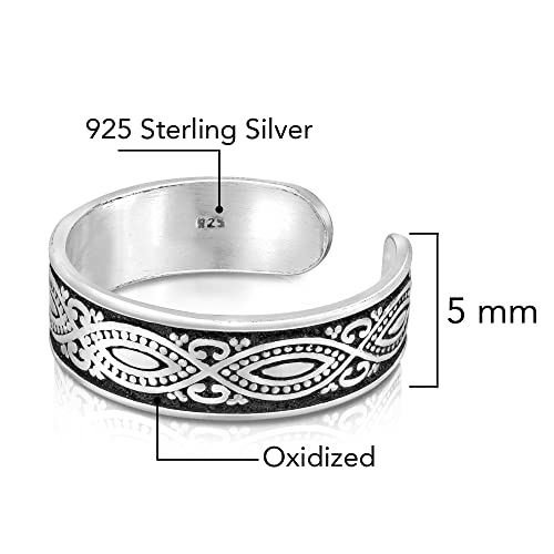 AeraVida Sleek Unisex Balinese Marquise Design Sterling Silver Long Toe or Pinky Ring, 0.20 inch