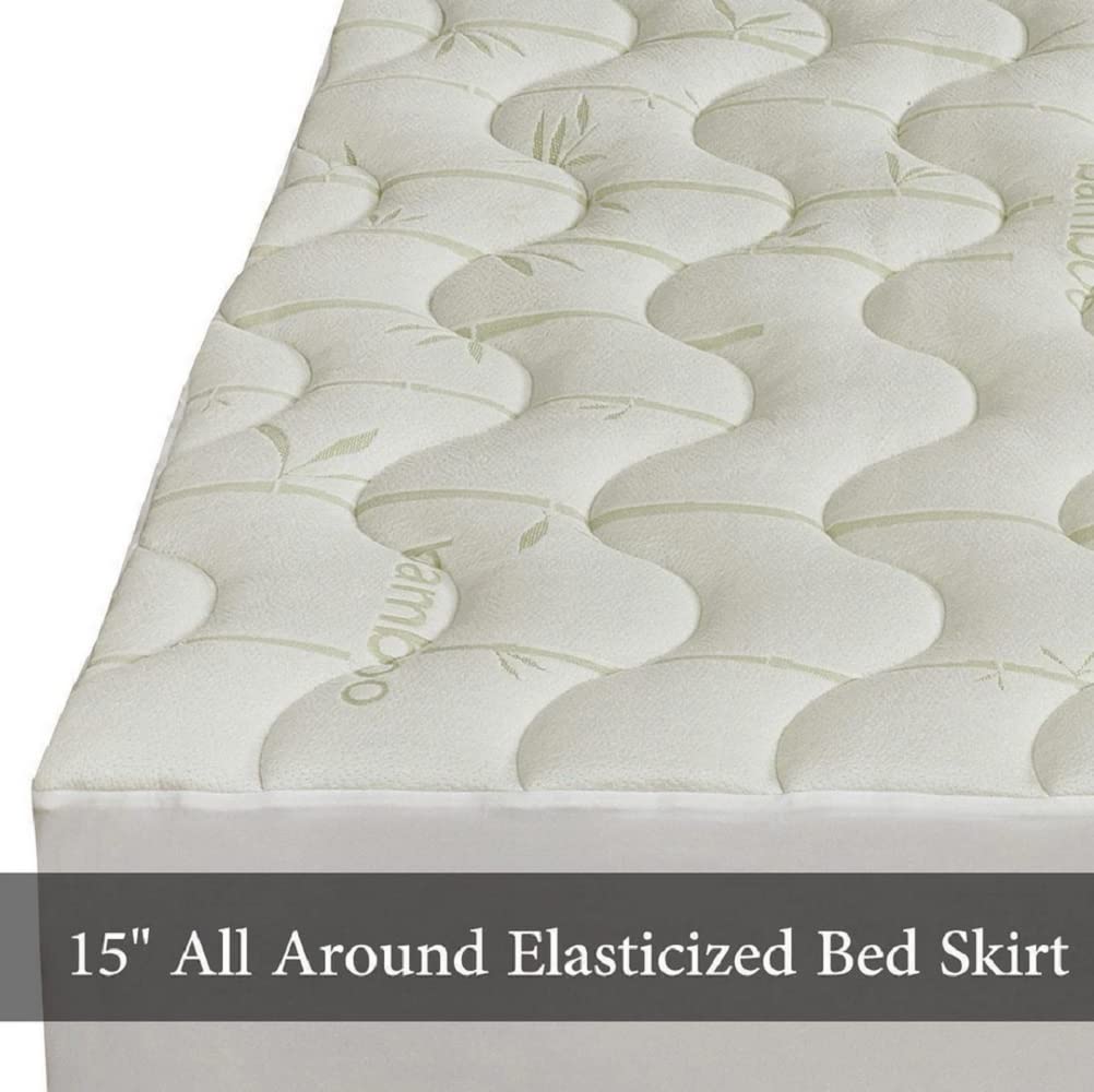 Top Split King (Flex Head) Waterproof Rayon from Bamboo Jacquard Mattress Pad for Half Split King Beds