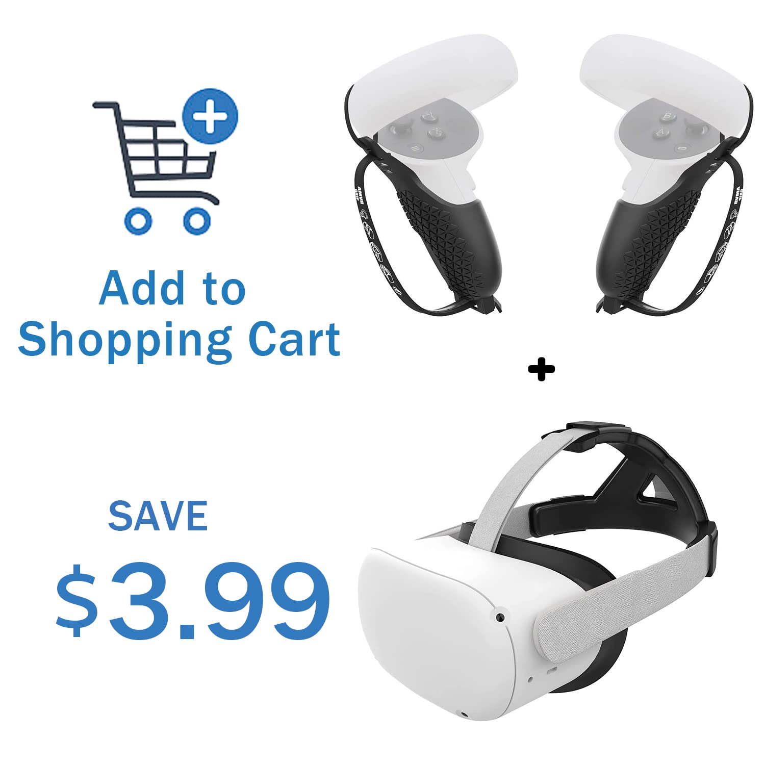 AMVR Touch Controller Grip Cover and Head Back Leather Pad for Oculus Quest 2 Accessories
