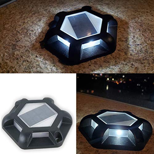 Mobestech 2pcs Solar High Pressure Outdoor Waterproof 6LED Road Lighting Deck Lights for Home Garden Landscape ( Black )