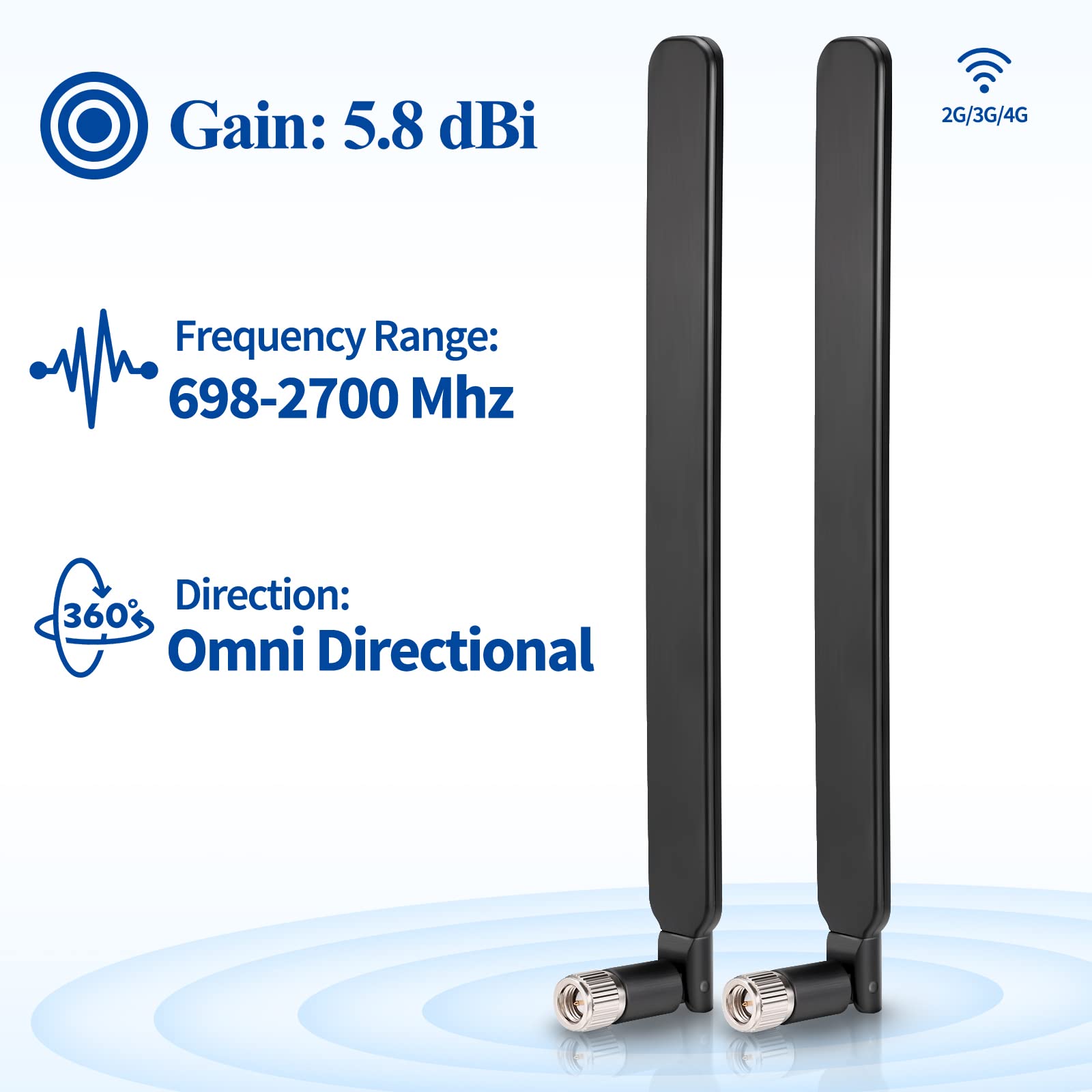 Bingfu SMA Male 4g LTE Antenna 6dBi (2-Pack) Compatible with Verizon AT&T T-Mobile Sprint 4G LTE Wireless Router CPE Hotspot IoT Gateway Modem Cellular Trail Camera