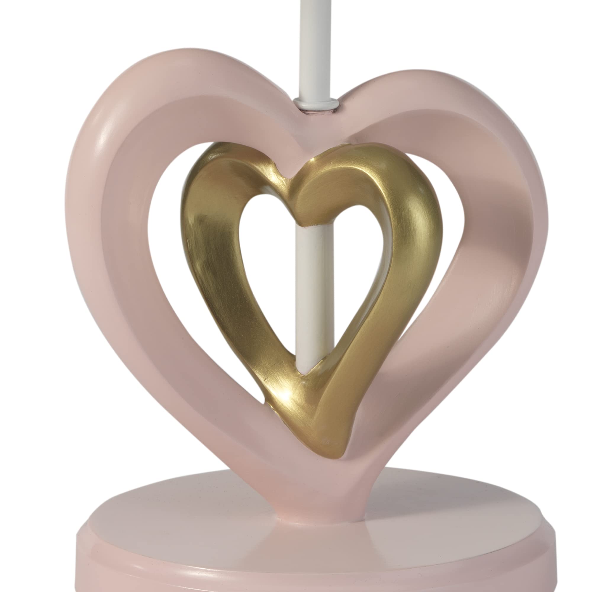 Lambs & Ivy Baby Love Lamp with Shade & Bulb - Pink/Gold/White Heart and Chevron