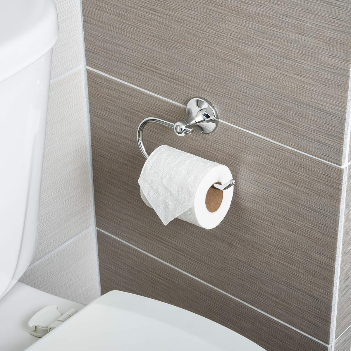 Amazon Basics AB-BR808-SN Modern Euro Toilet Paper Holder, Satin Nickel