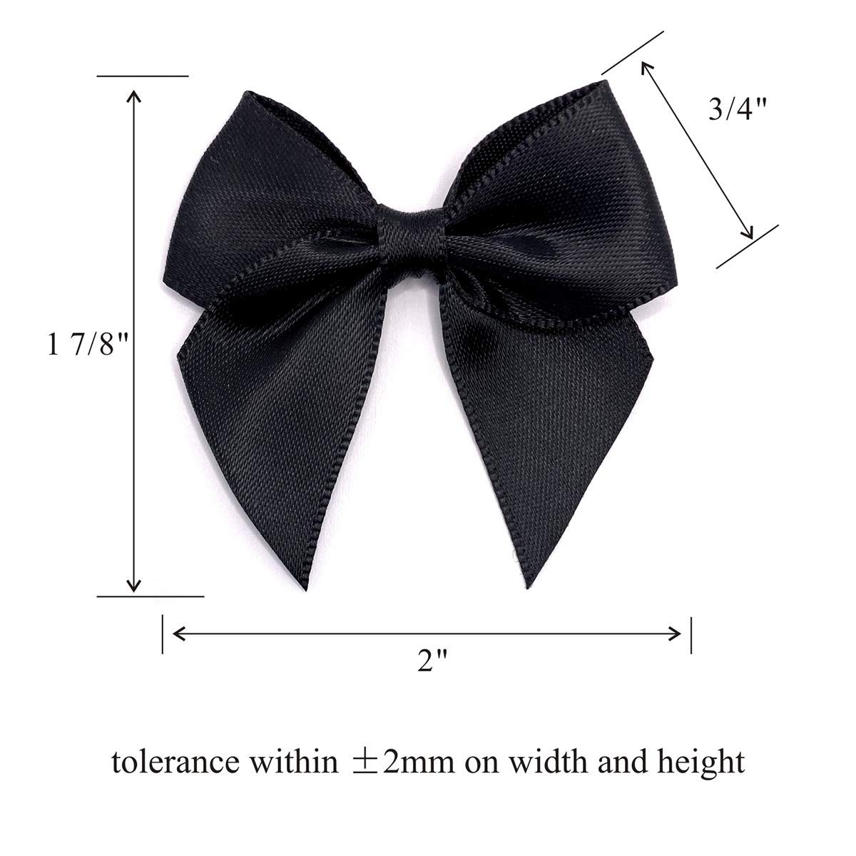 Briefix 25 Pieces Mini Satin Ribbon Bows with Removable Sticky Gel Pads (Black)