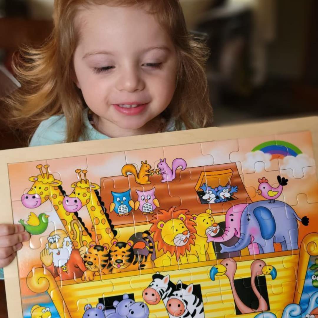 ExploraToy Noah Jigsaw Puzzles for Toddlers Age 3-5, 48pcs Preschool Educational Learning Toys Sets Gift for Baby Infants Boys and Girls (Noah's Ark…)