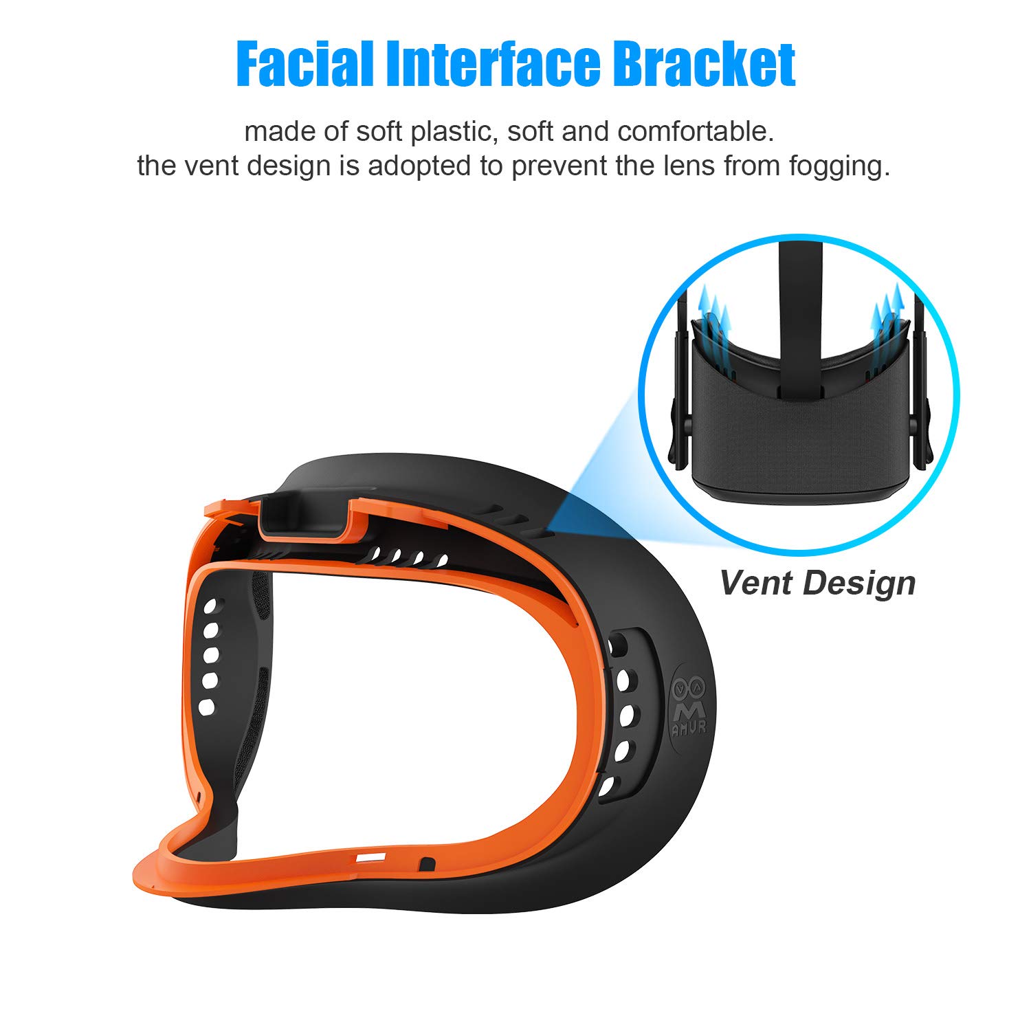 AMVR Resilient VR Facial Vent Soft Interface Bracket & Anti-Leakage Light PU Leather Foam Face Cover Replacement Pad Custom Comfort Accessories Set for Oculus Quest 1 (7-in-1, Not Fit Quest 2)