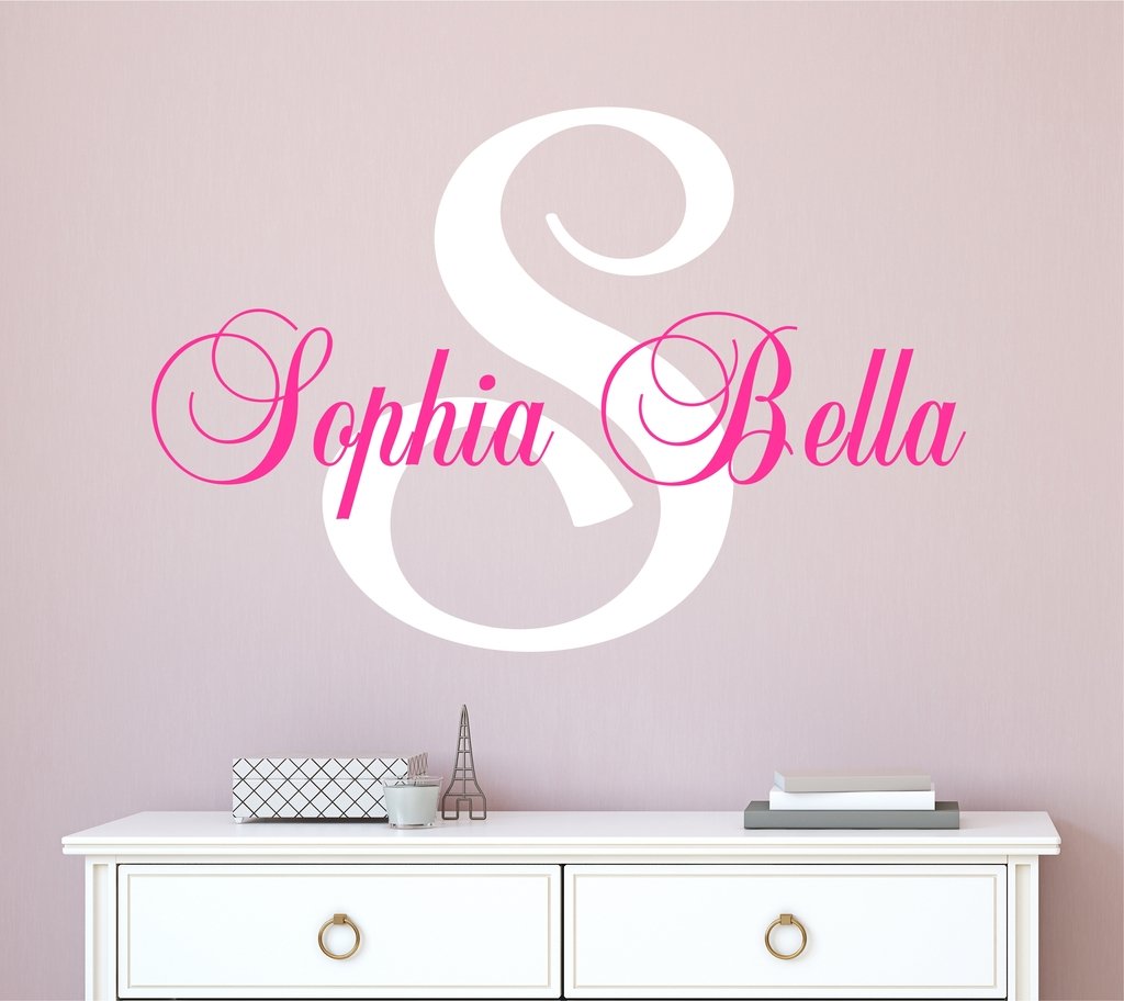Nursery Custom Name Wall Decal Sticker, 16" W by 12" H, Girl Name Wall Decal, Girls Name, Wall Decor, Personalized, Girls Name Decor, Girls Nursery, Girls Bedroom, Plus Free White Hello Door Decal