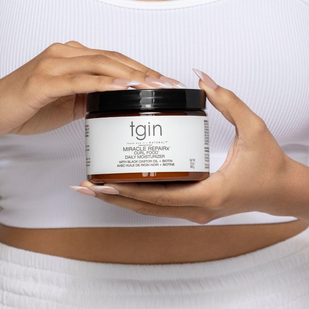 tgin Miracle RepaiRx Curl Food Daily Moisturizer for Curly, Coily and Wavy Hair, Moisturizing Curl Cream for Dry, Damaged Hair, 12 oz