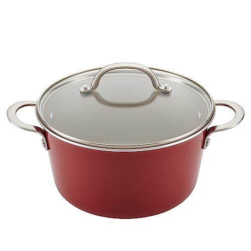 Ayesha Curry Home Collection Nonstick Cookware Pots and Pans Set, 9 Piece, Sienna Red