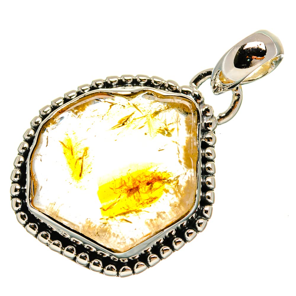 Ana Silver Co Rough Citrine Pendant 1 1/4" (925 Sterling Silver) - Handmade Jewelry, Bohemian, Vintage PD25325