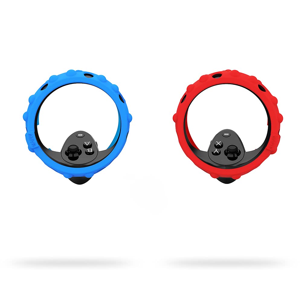 ANAC 2pcs Silicone Protective Cover Rings Controller Anti-Collision Protection for Oculus QuestRift S Touch Controllers, Red blue