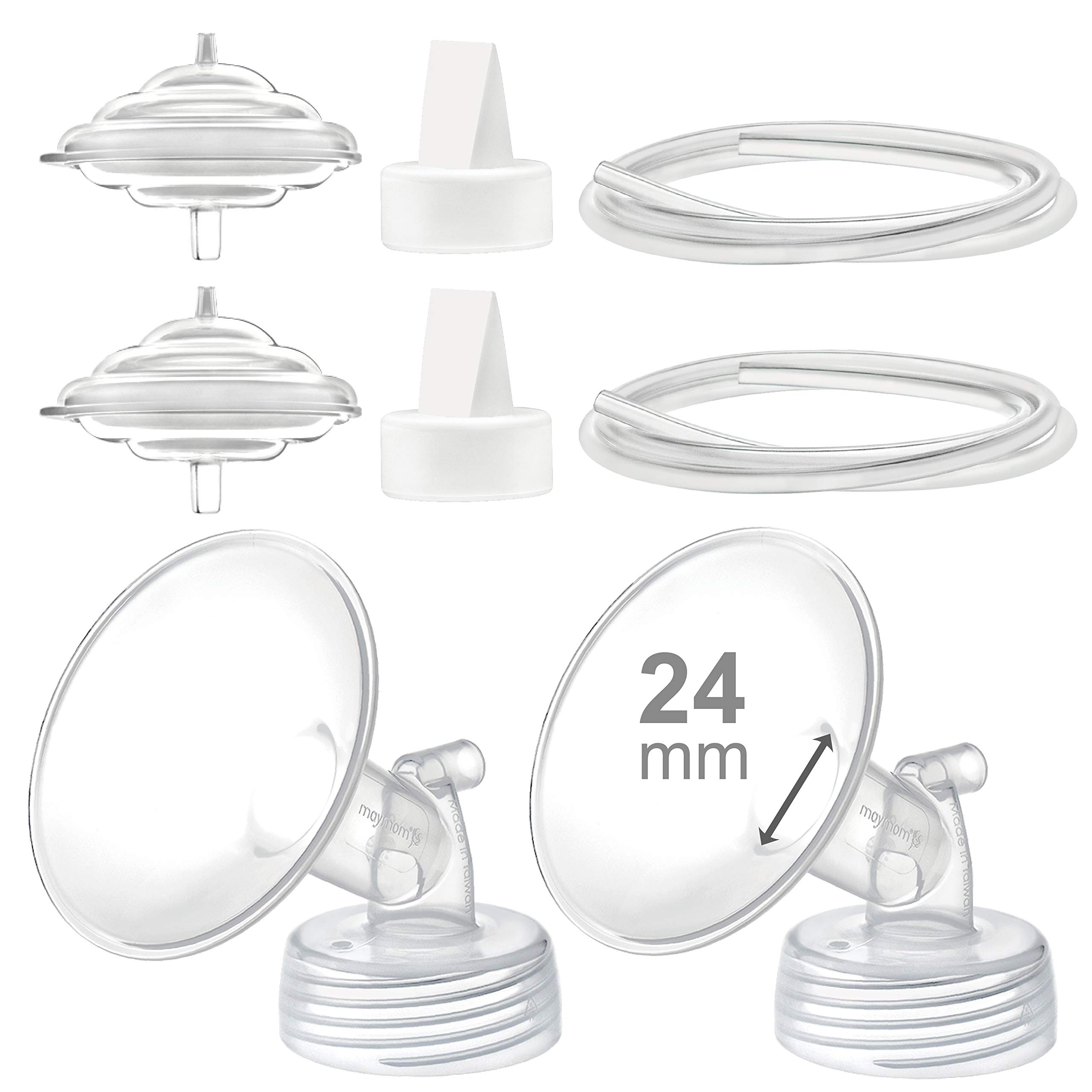 Maymom Pump Parts Compatible with Spectra S2 Spectra S1 Spectra 9 Plus Breastpump, 24mm Flange Valve Tubing Backflow Protector, Not Original Spectra S2 S1 Replacement Pump Parts