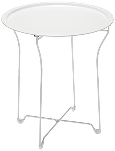 Atlantic urbSPACE Metal Side Table - Stylish Folding Tray Table, Sturdy Steel Construction with Wear-Resistant Powder Coating, PN in White