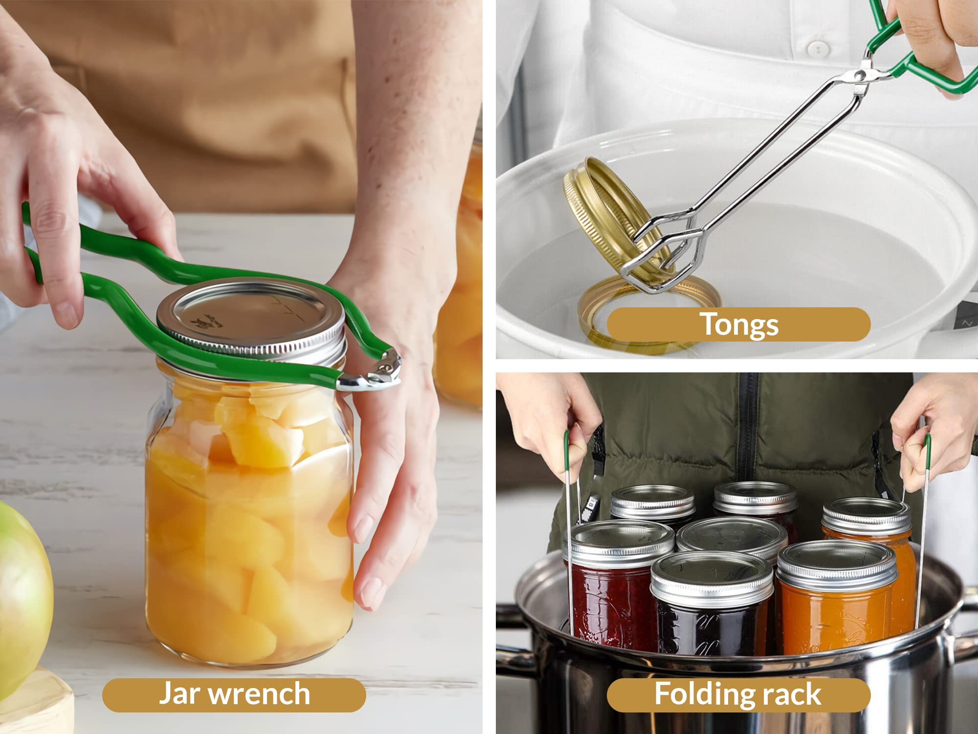 BELLA COOKS Canning Supplies Starter Kit - 7-in-1 Canning Set - Incl. Canning Funnel, Canning Rack, Canning Jar Lifter, Jar Wrench, Tongs & more
