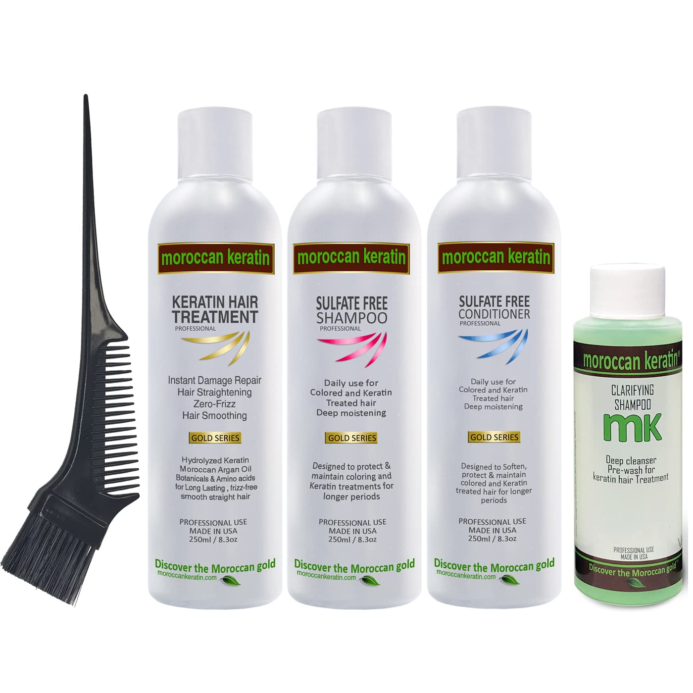 Moroccan Keratin Gold Series Brazilian Keratin Hair Blowout Treatment Large Set Complex Global Proven Formula Natural Organic Results Professional Grade At Home or Salon Keratina Para Alisar El Pelo