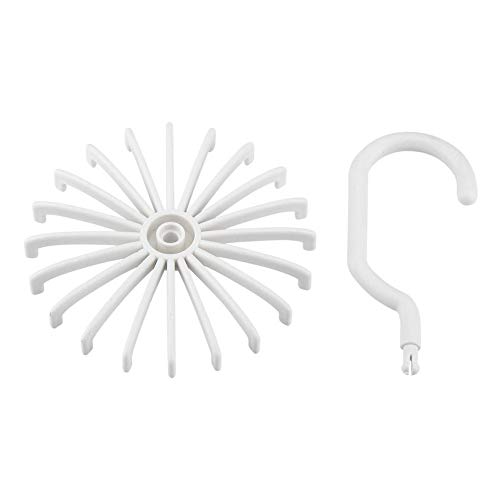 Tie Rack, Scarves Hanger, 360° Rotatable Tie Rack Belt Scarves Hook Hanger Holder Organizer(White)