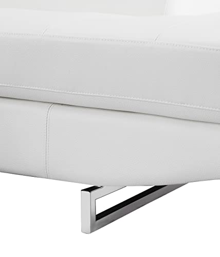Blackjack Furniture Union Modern Faux Leather Sofa with Adjustable Headrests, Chaise, Elegant Tufted Seat, High-Density Foam and Stainless Steel Legs, Right Facing Sectional, White
