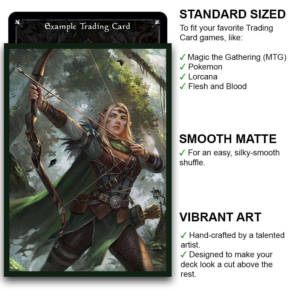 Fantasy North - Eldragin Raithe - Assassin at Dusk - 100 Smooth Matte TCG Trading Card Sleeves - Fits Magic MTG Commander Pokemon and Other Card Games - Playing Card Sleeves