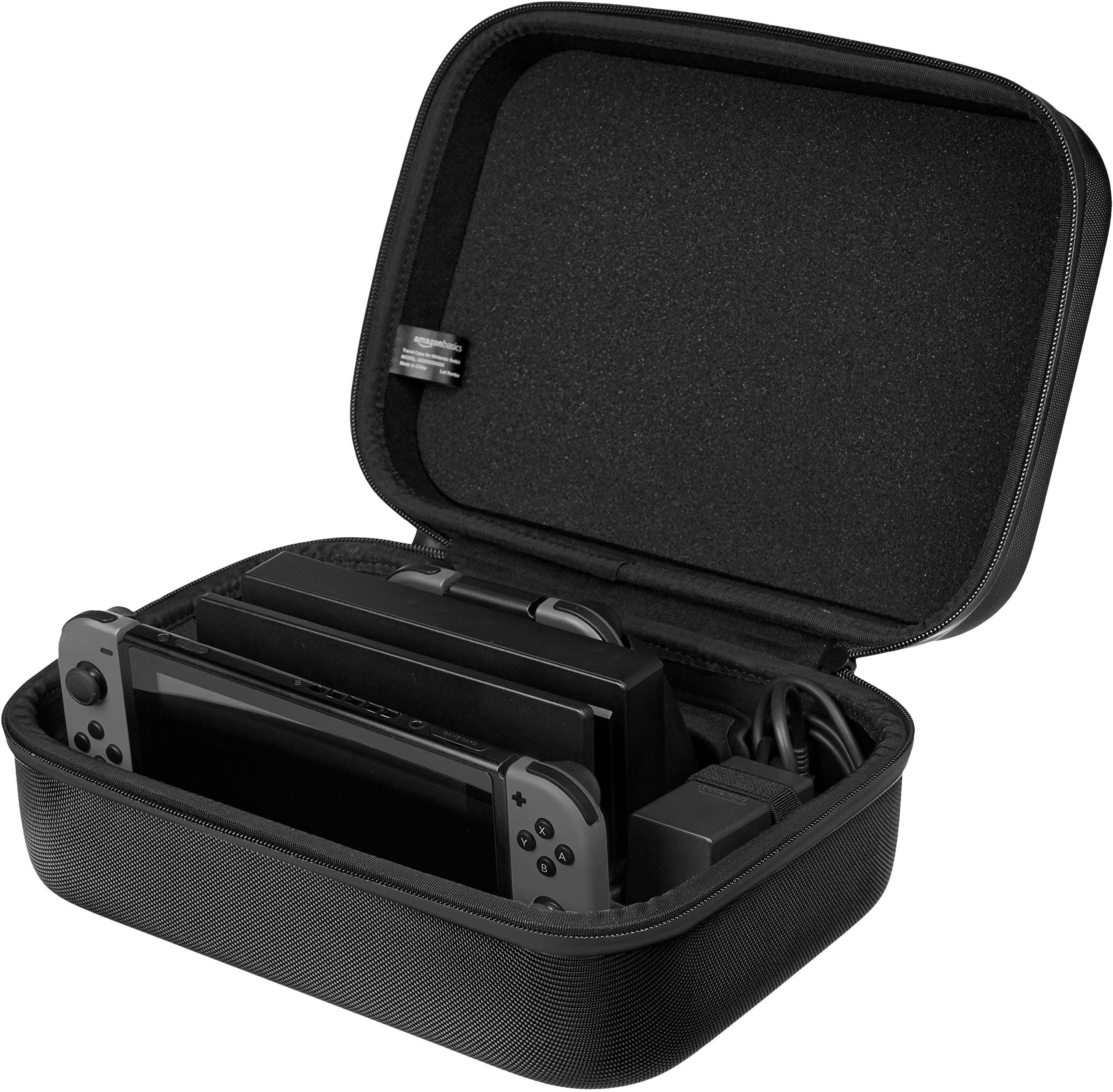 Amazon Basics Hard Shell Travel and Storage Case for Nintendo Switch and Switch OLED- 12 x 4.8 x 9 Inches, Neon Yellow
