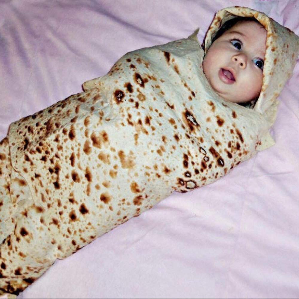 Highpot Burrito Baby Blanket Hat Set, Novelty Flour Tortilla Newborn Receiving Sleeping Blanket Swaddle Wrap Hat for Girls Boys (A)