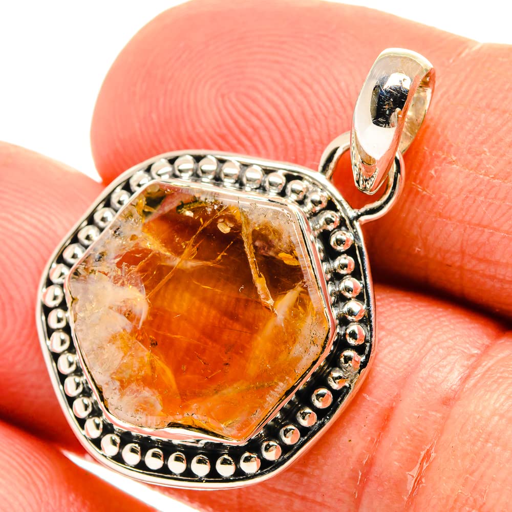Ana Silver Co Rough Citrine Pendant 1 1/4" (925 Sterling Silver) - Handmade Jewelry, Bohemian, Vintage PD25317