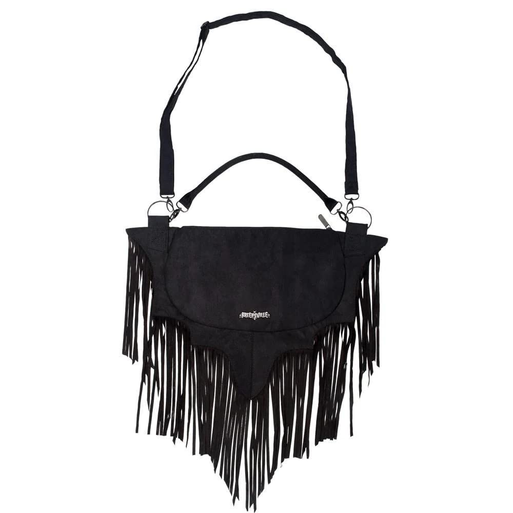 kreepsville 666 Bat Wing Fringe Shoulder Bag Women's Purse Handbag