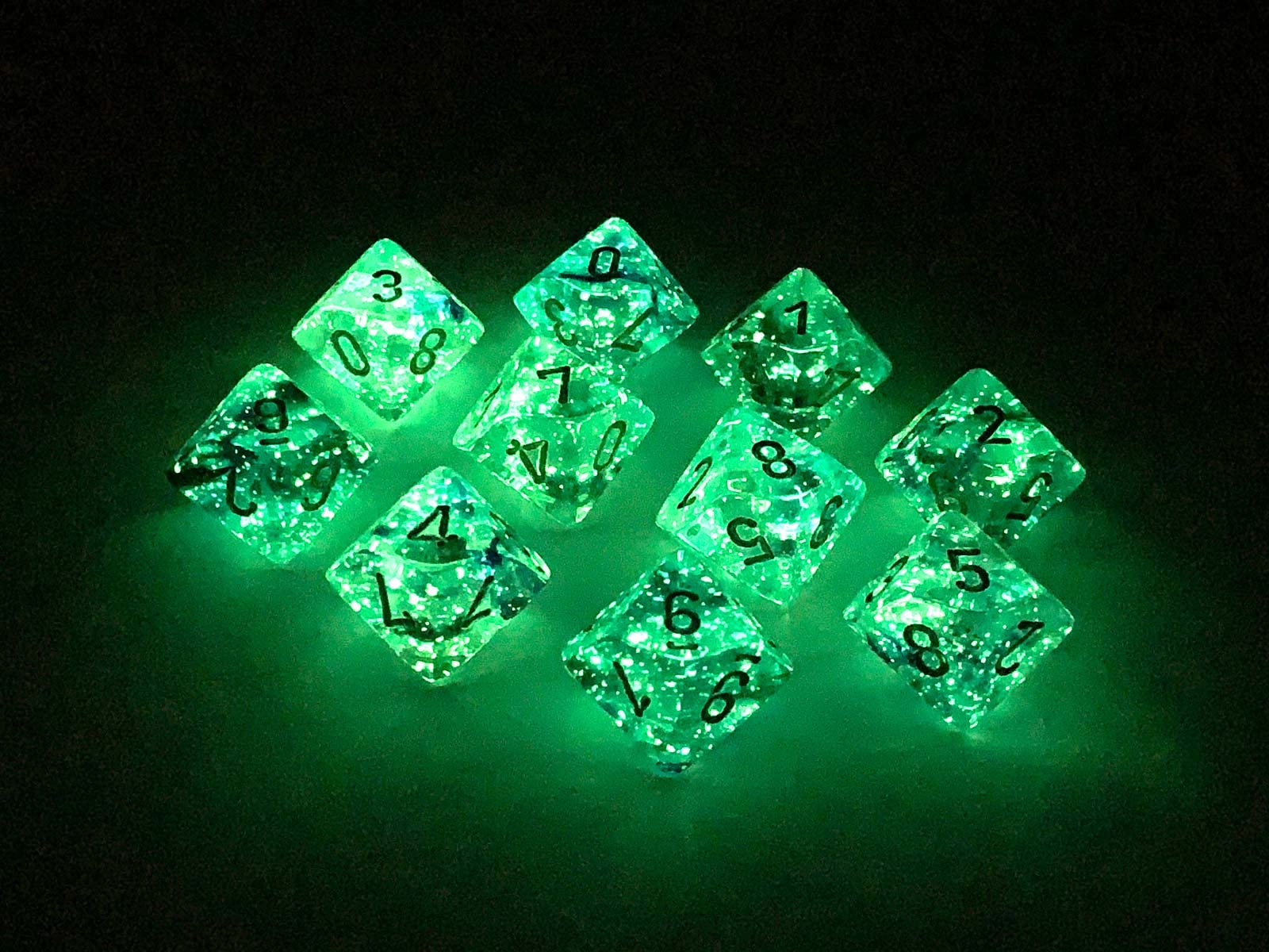 Chessex d10 Dice Set: Nebula Luminary - Oceanic w/Gold (10)