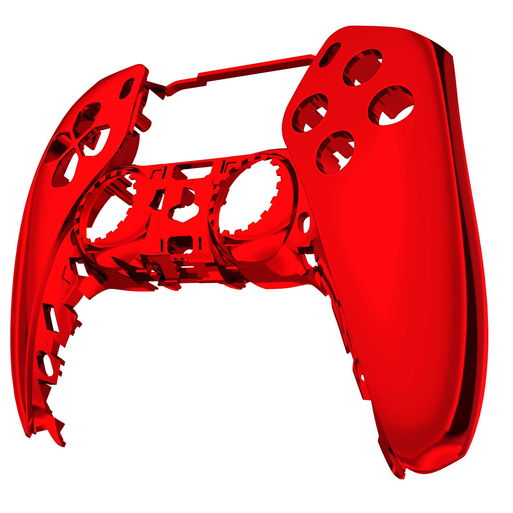 eXtremeRate Chrome Red Glossy DIY Accessories Replacement Front Shell Compatible with ps5 Controller, Custom Faceplate Compatible with ps5 Controller - Touchpad NOT Included