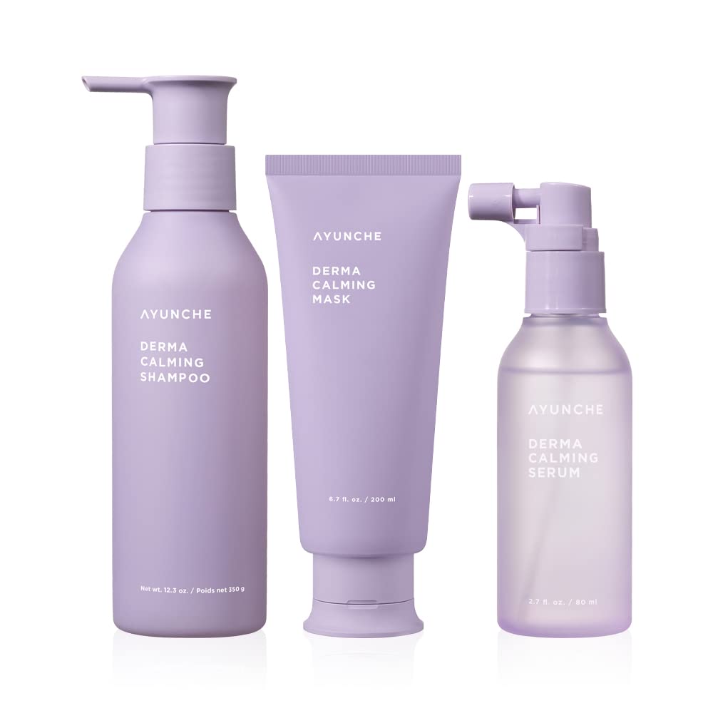 AYUNCHE Derma Calming Hair Shampoo 11.8oz + Mask 6.76fl oz + Serum 2.7fl oz [For Dry & Sensitive Scalp]