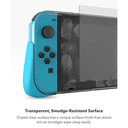 ZAGG Gear4 Kita Grip 360 Slim Case & Screen Protector for Nintendo Switch β Clear Protective Case, Red & Blue Grips, Kickstand, Dock Compatible, D3O Protection +Tempered Glass Screen Protector