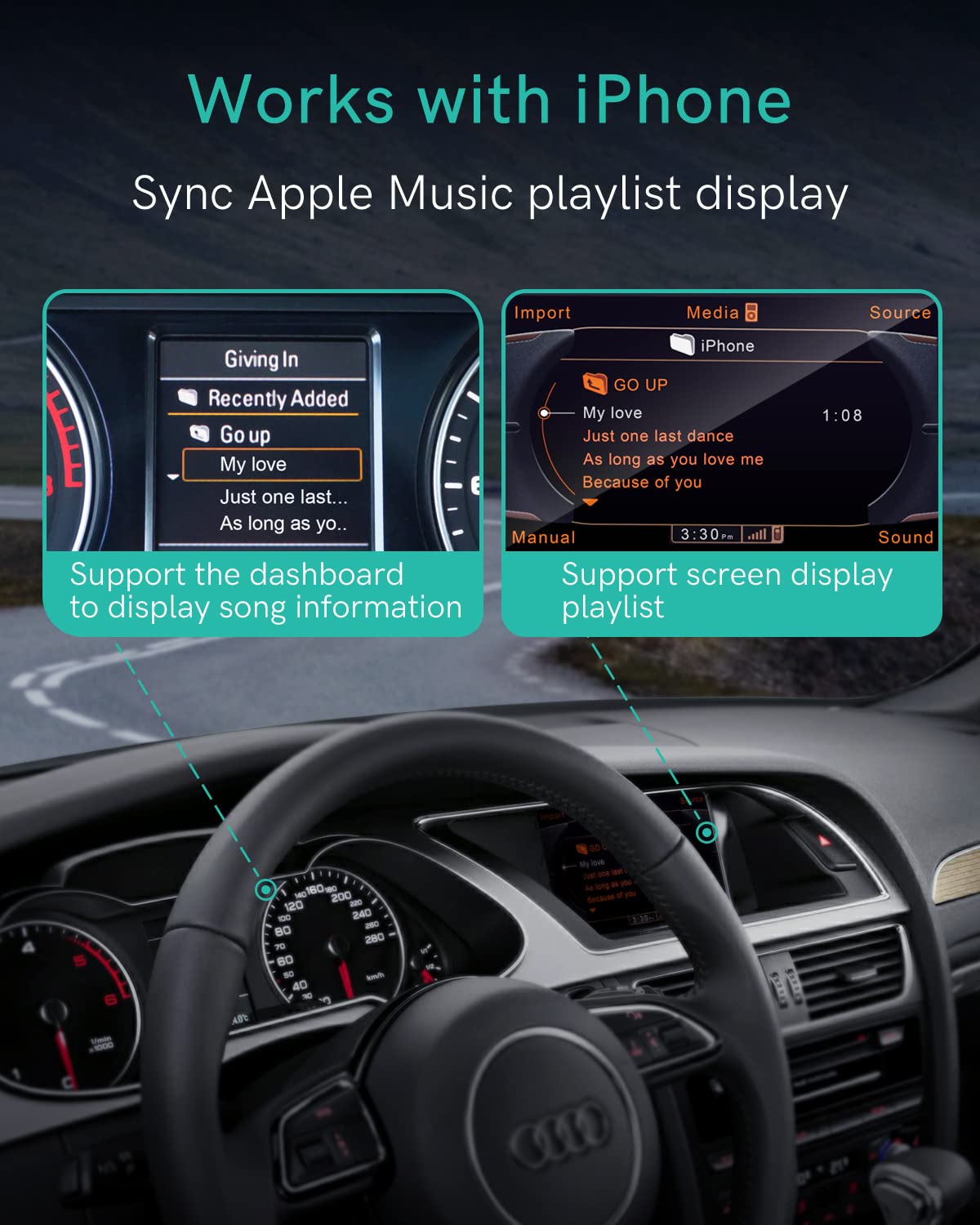 CHOOCL Bluetooth 5.0 aptX-HD Car Adapter Compatible for Audi AMI MMI, Mercedes Media Interface and Volkswagen MDI Connector (A2-Audi2G)