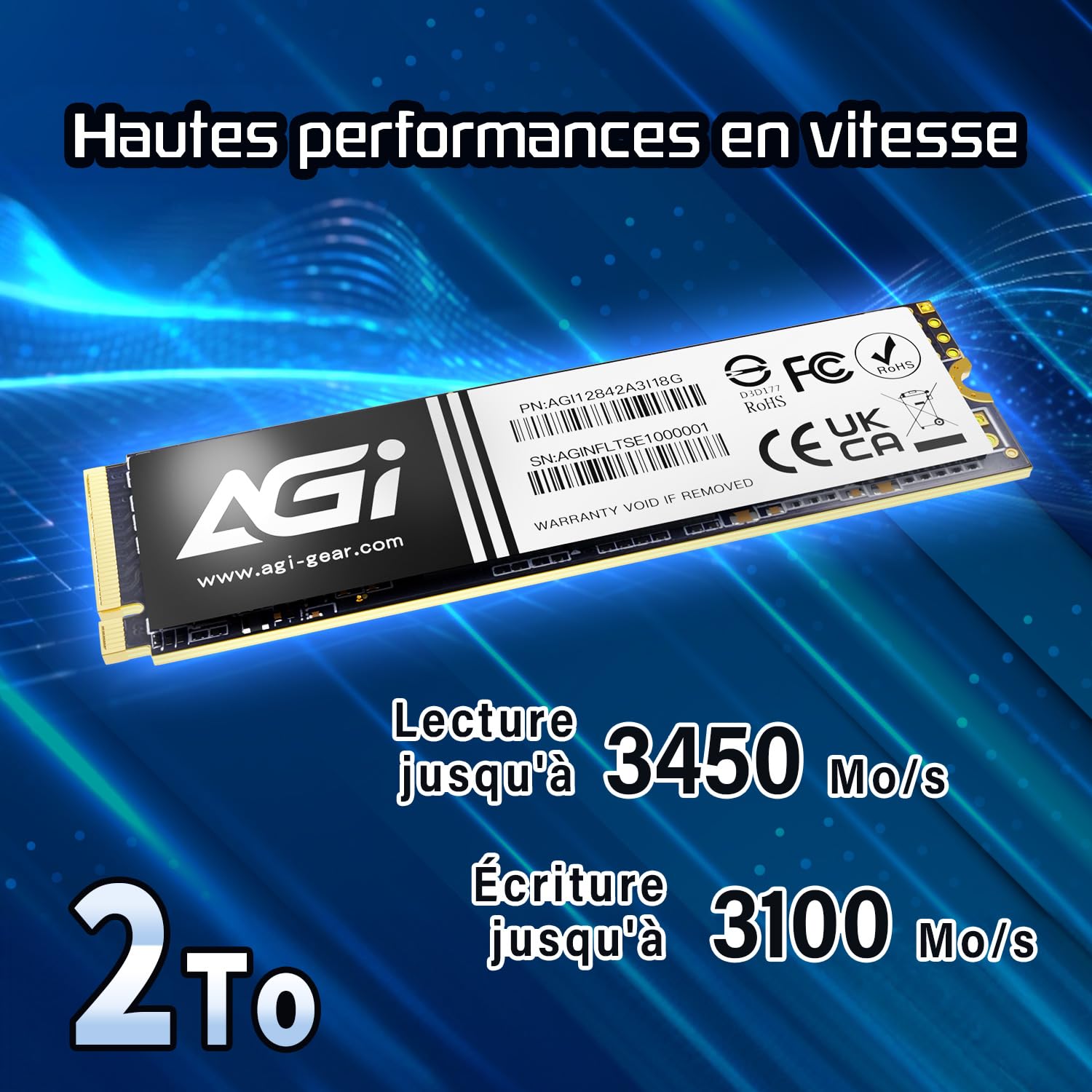 AGI 2TB AI218 Internal SSD, DRAM Cache PCIe NVMe M.2 Gen3x4, 3D TLC NAND Flash Internal Solid State Drive SSD with Heat Sink (R/W Speed up to 3500/3100 MBs)