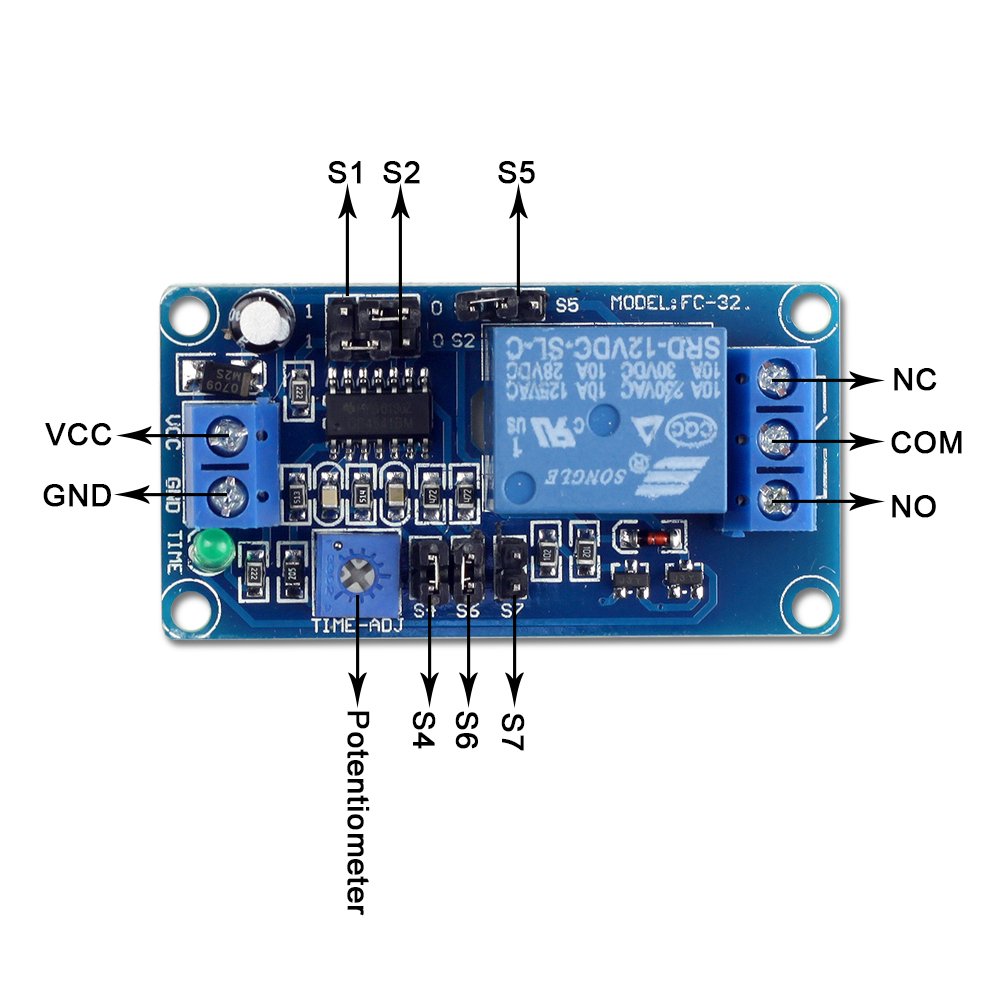 UCTRONICS DC 12V Time Delay Relay Module for Smart Home, Tachograph, GPS, PLC Control, Industrial Control, Electronic Experiment, Arduino Robot