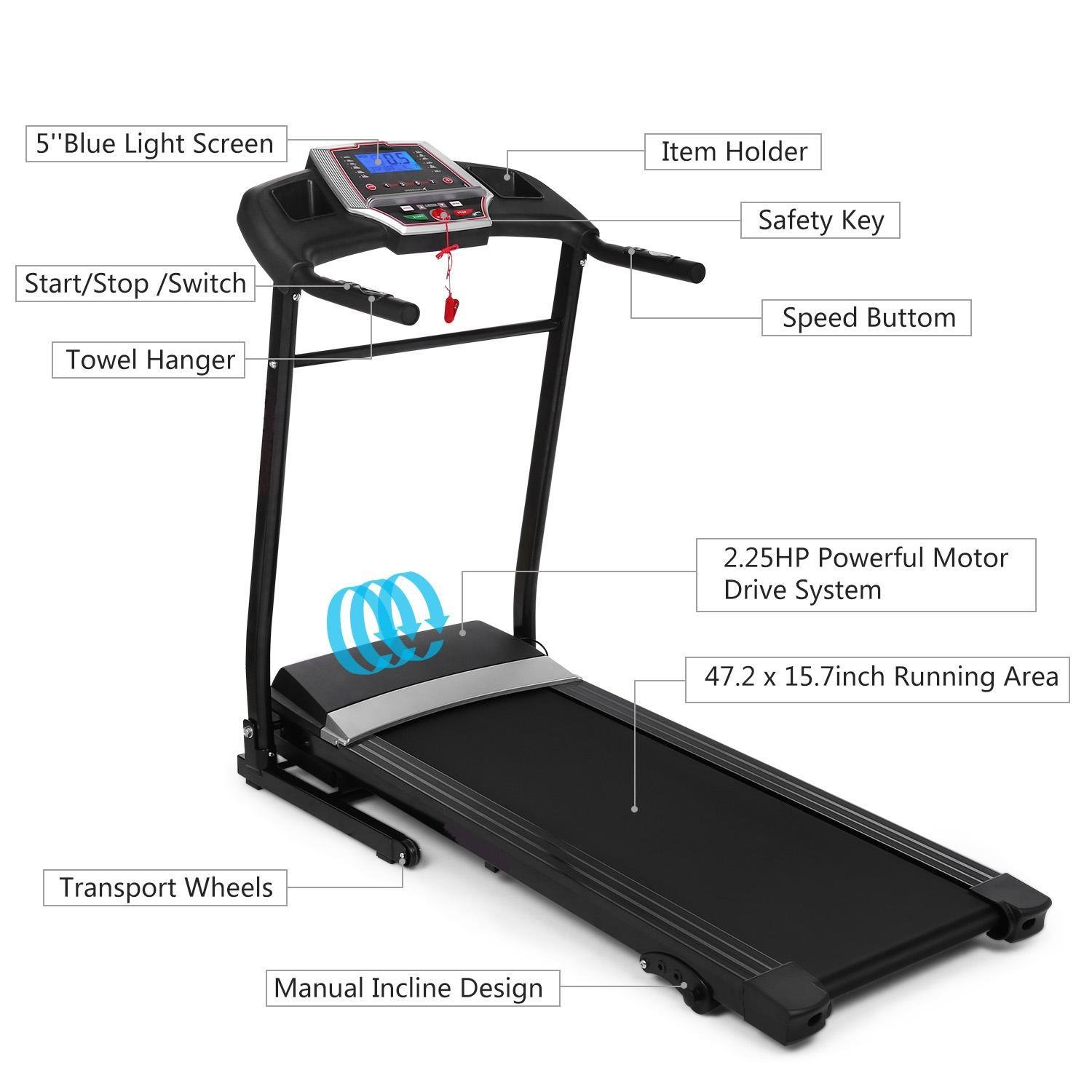 ANCHEER Folding Treadmill with Incline, Electric Treadmill for Home, APP Connected Treadmill, Shock Absorption System, Bluetooth Audio Speakers, Pulse Monitor, 12 Preset Programs Running Machine