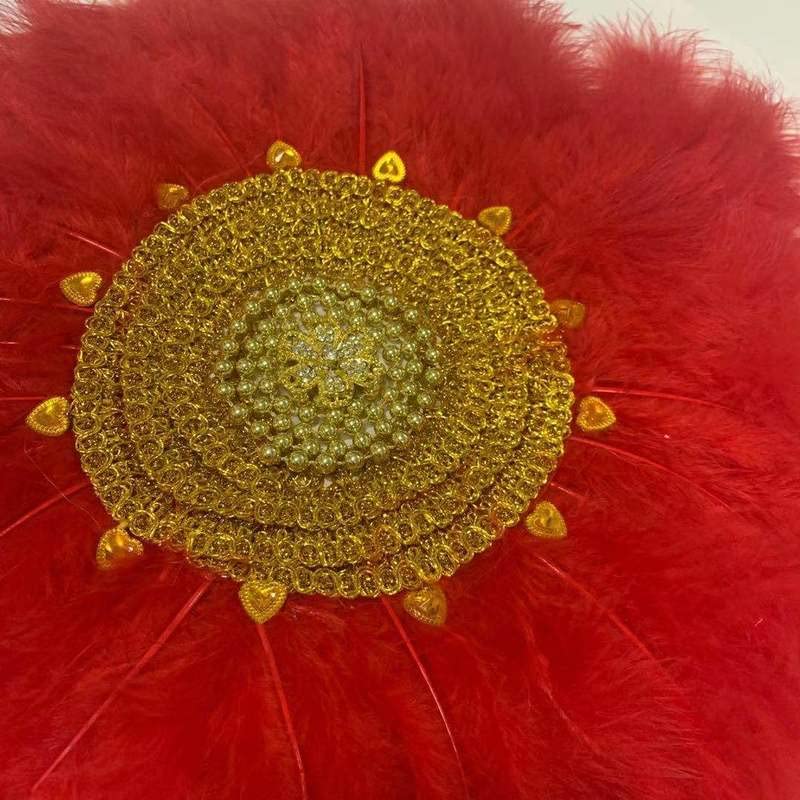 African Custom Wedding Feather Hand Fan DIY Handmade Bride Hand Held Photo Props Luxury Wedding Feather Fan Wedding Party Favors