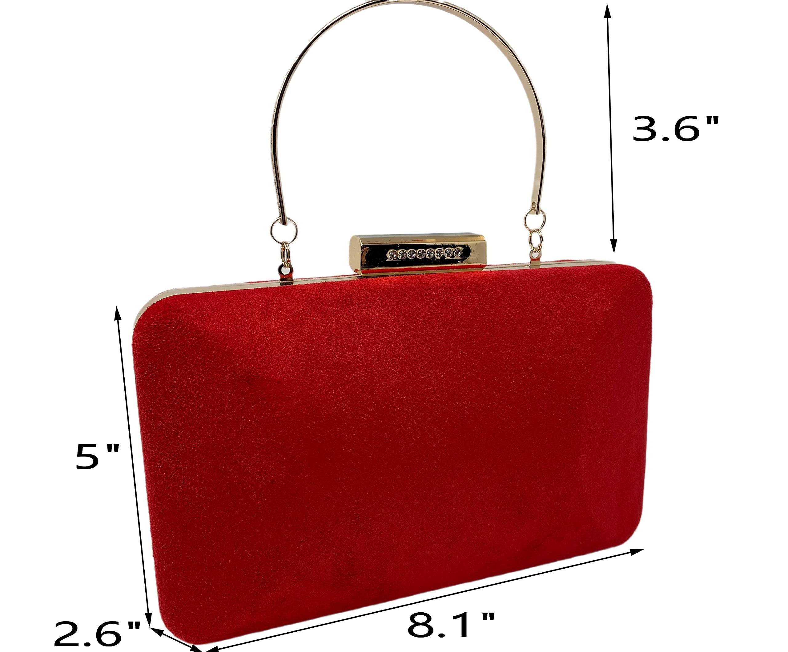 Cirilla Women Velvet Evening Bag Clutch Purse Crossbody Bag With Handle and Chain for Wedding Cocktail Party Banquet (Red)