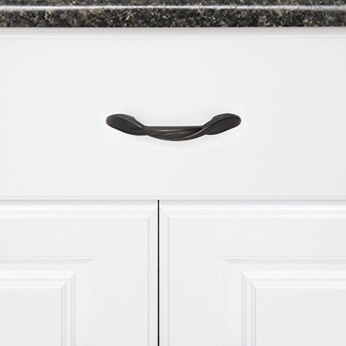 Amazon Basics Twisted Cabinet Handle, 4.5-inch Length (3-inch Hole Center), Oil Rubbed Bronze, 10-Pack