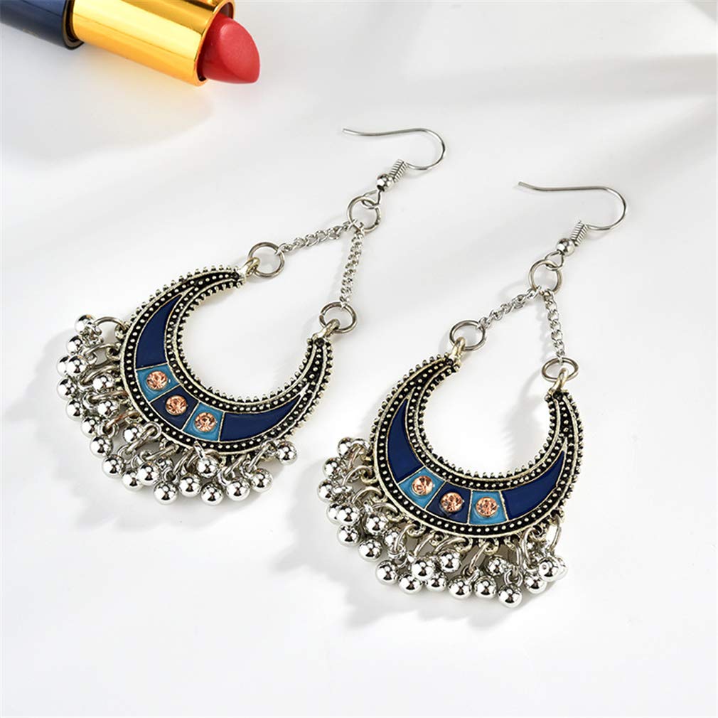 Ai.Moichien Women Drop Dangle Hook Earrings Sterling Silver Vintage Waterdrop Bohemian Crescent Tassels Ethnic Jewelry